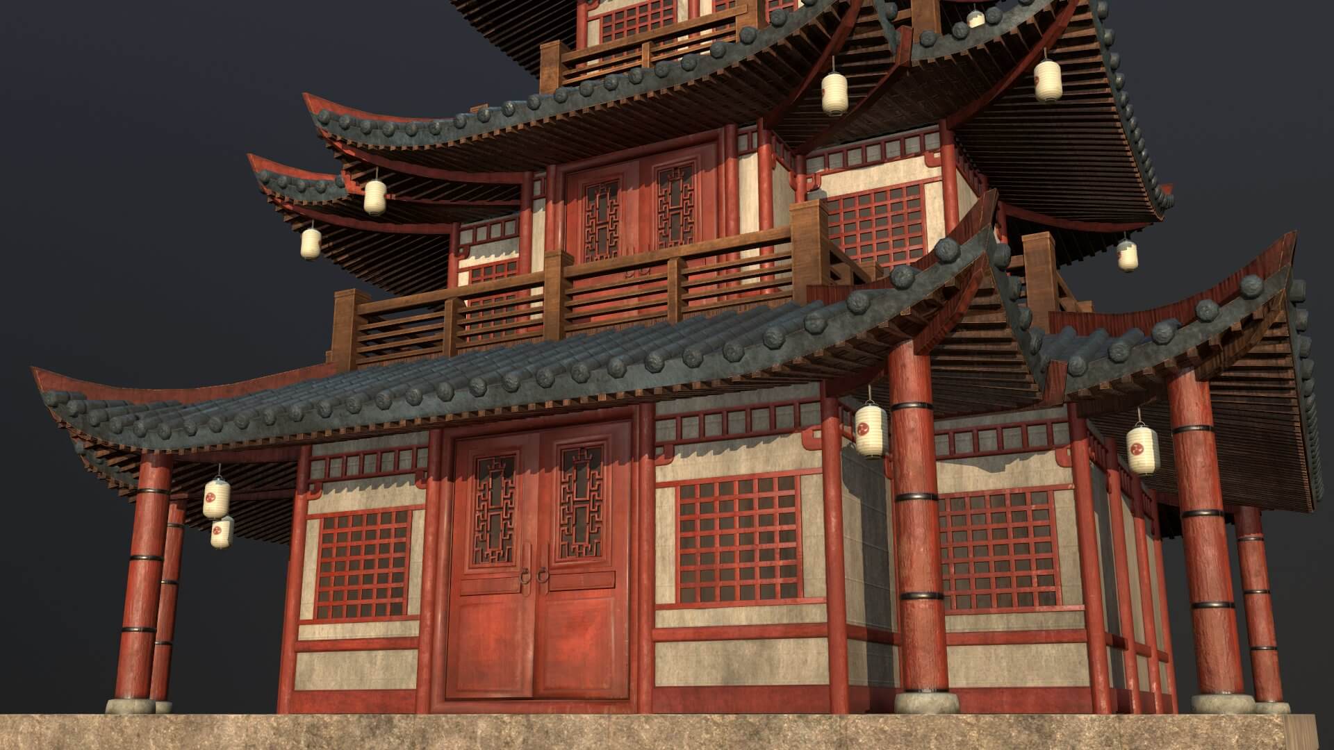 Asian Japanese and Chinese Building - 3D Model by sherazahmad
