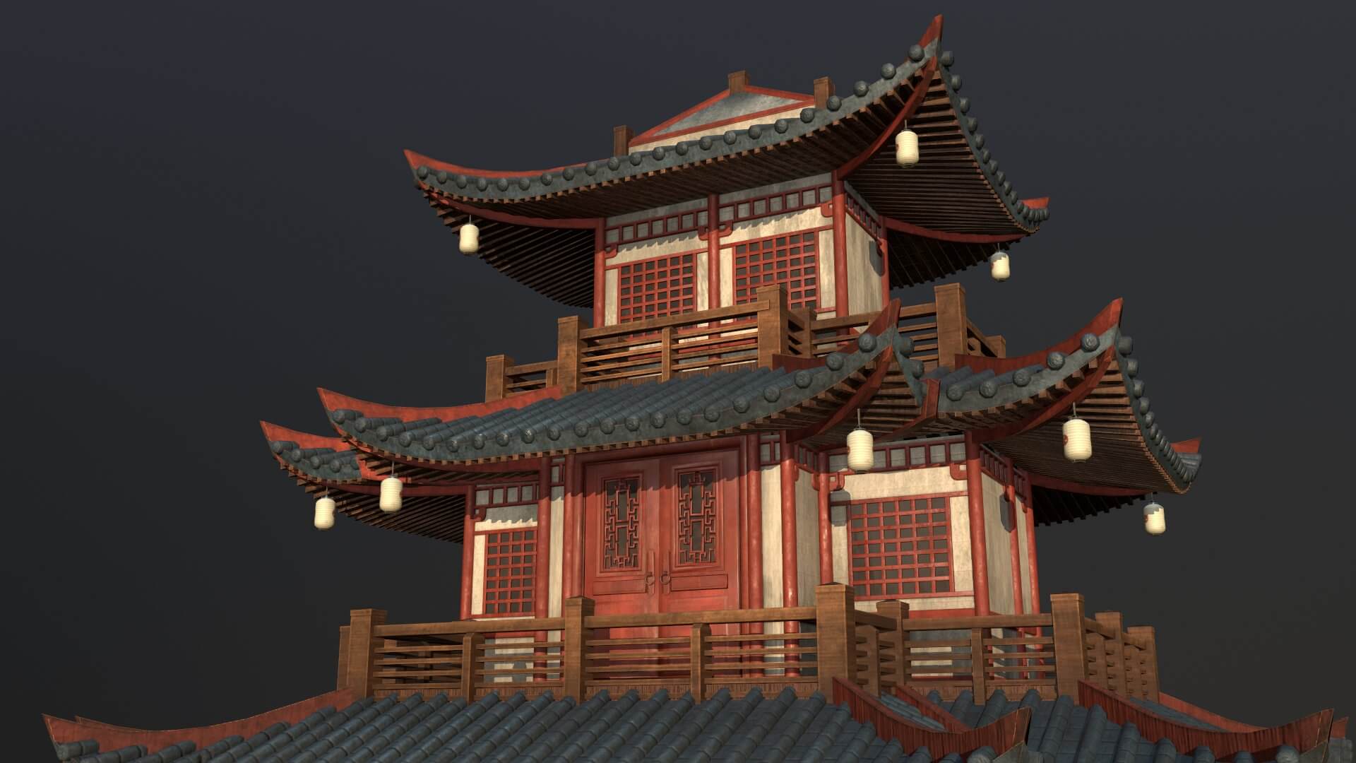 Asian Japanese and Chinese Building - 3D Model by sherazahmad