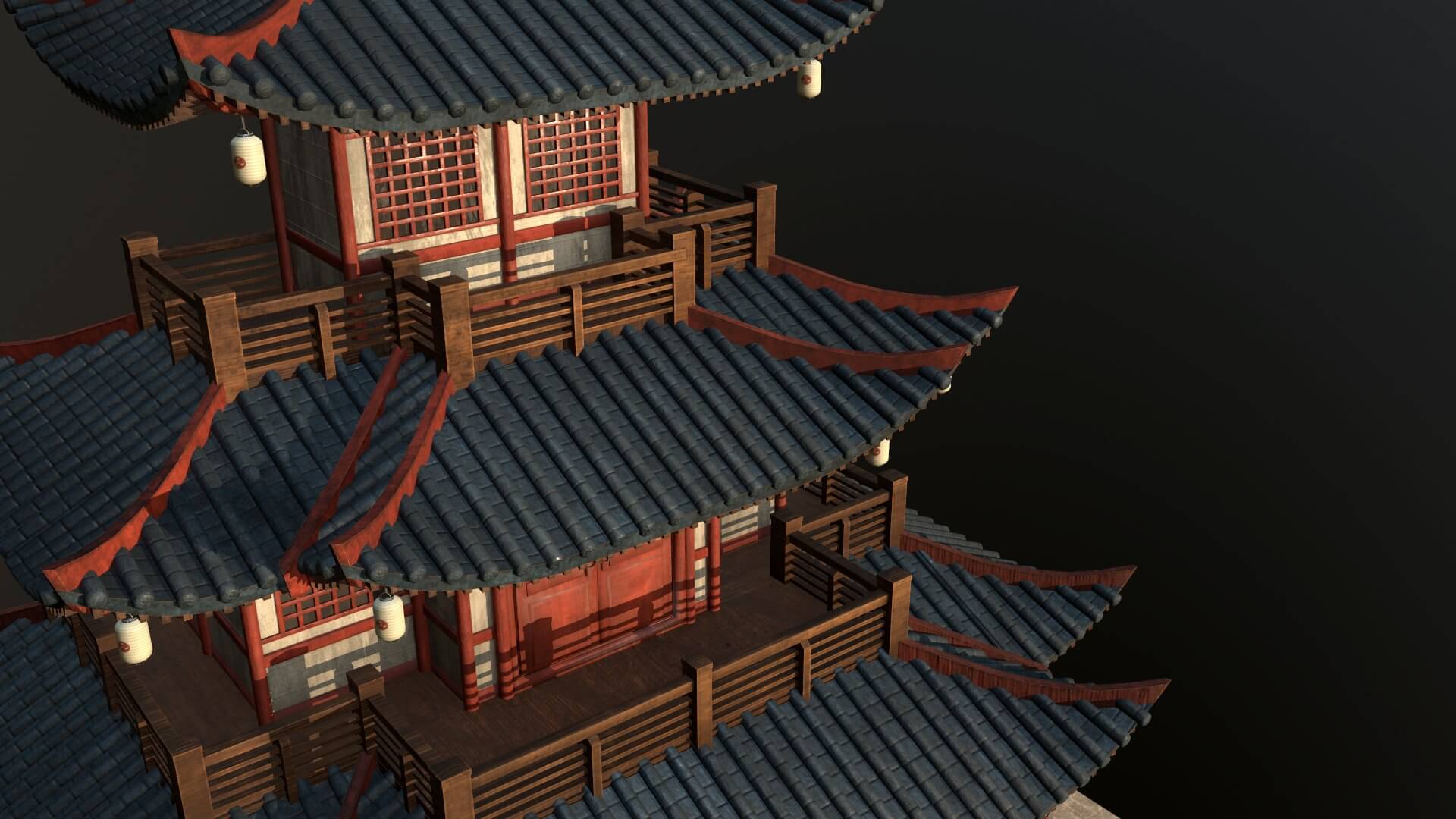 Asian Japanese and Chinese Building - 3D Model by sherazahmad