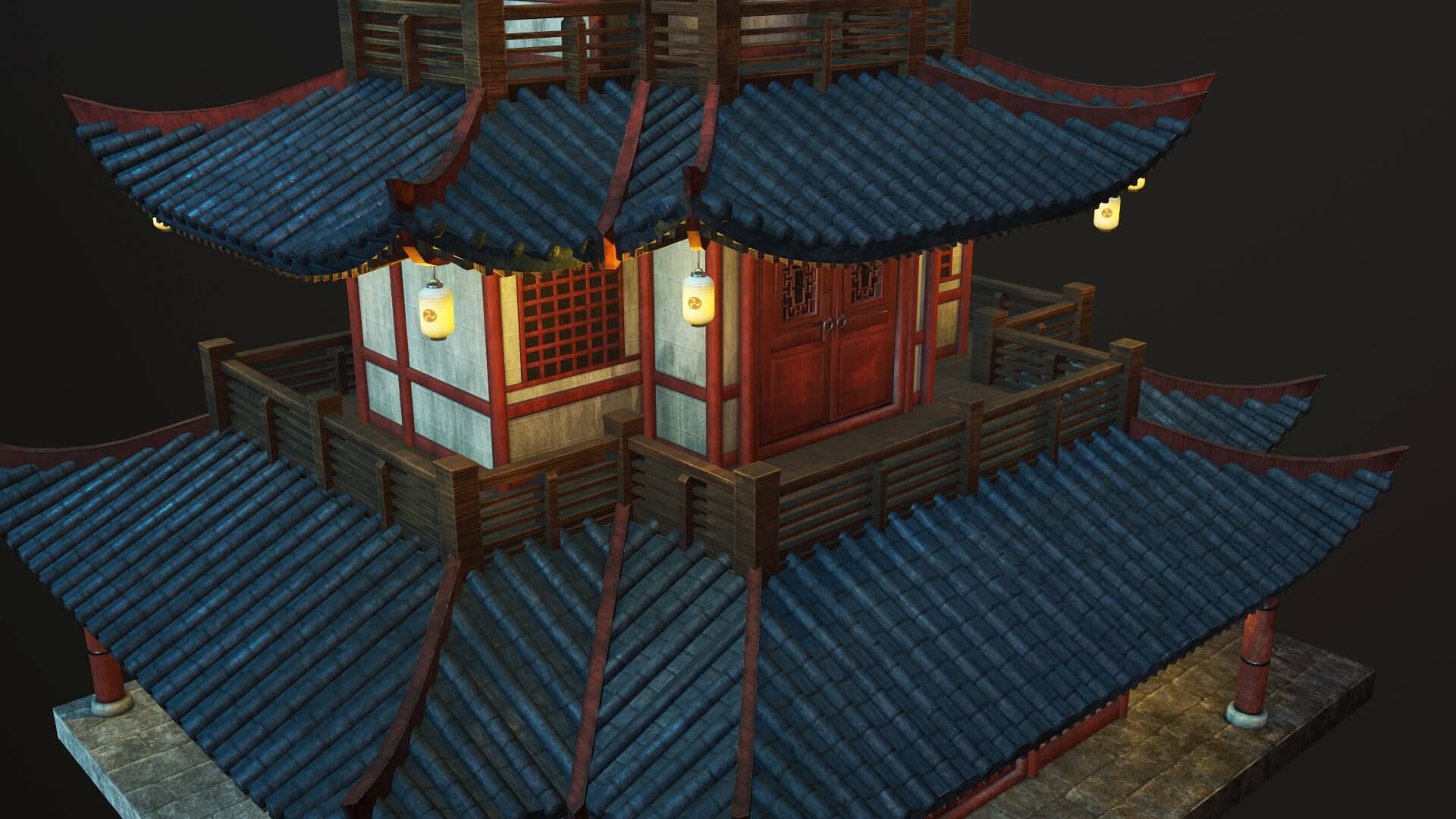 Asian Japanese and Chinese Building - 3D Model by sherazahmad