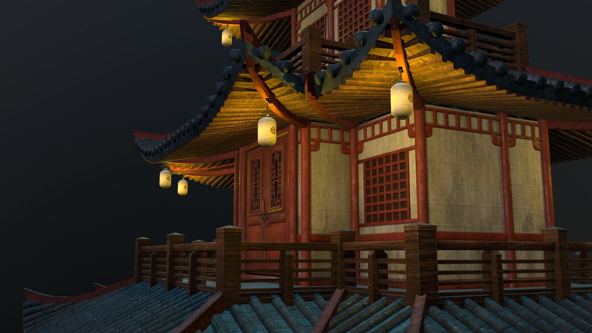 Asian Japanese and Chinese Building - 3D Model by sherazahmad