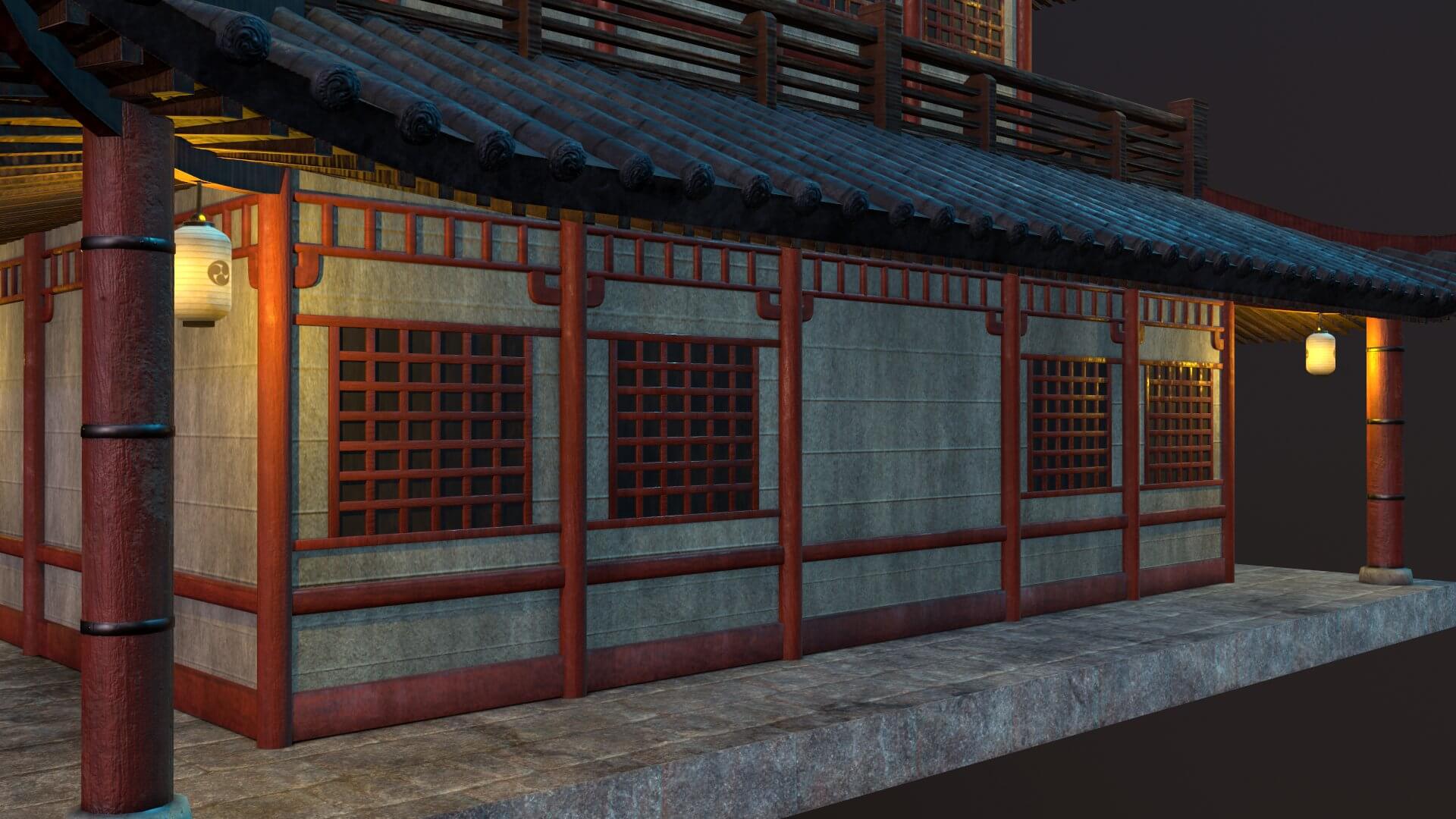 Asian Japanese and Chinese Building - 3D Model by sherazahmad