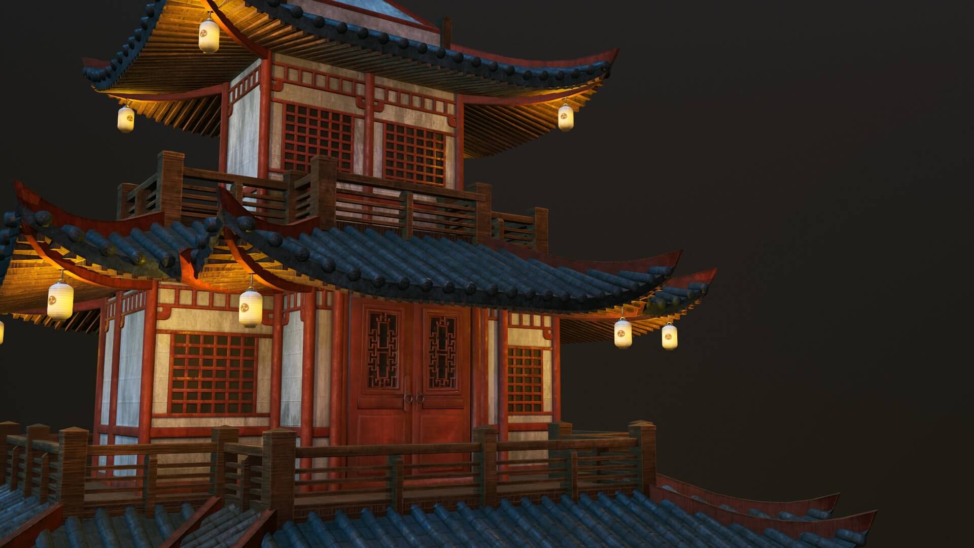 Asian Japanese and Chinese Building - 3D Model by sherazahmad