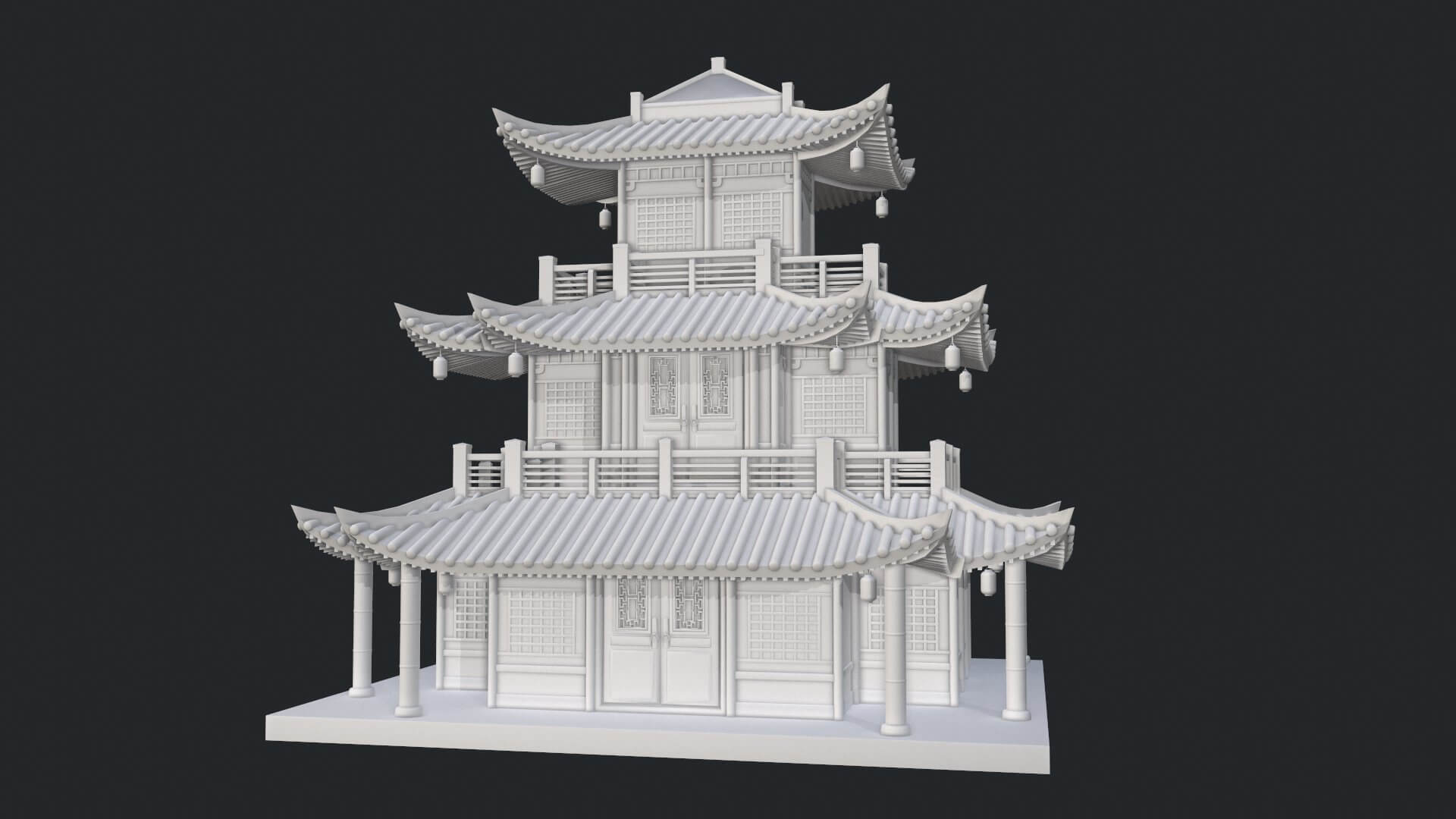 Asian Japanese and Chinese Building - 3D Model by sherazahmad