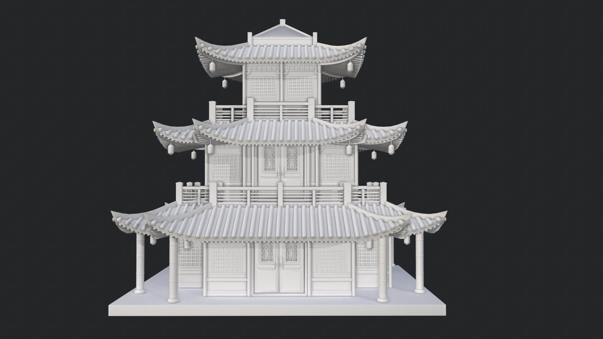 Asian Japanese and Chinese Building - 3D Model by sherazahmad