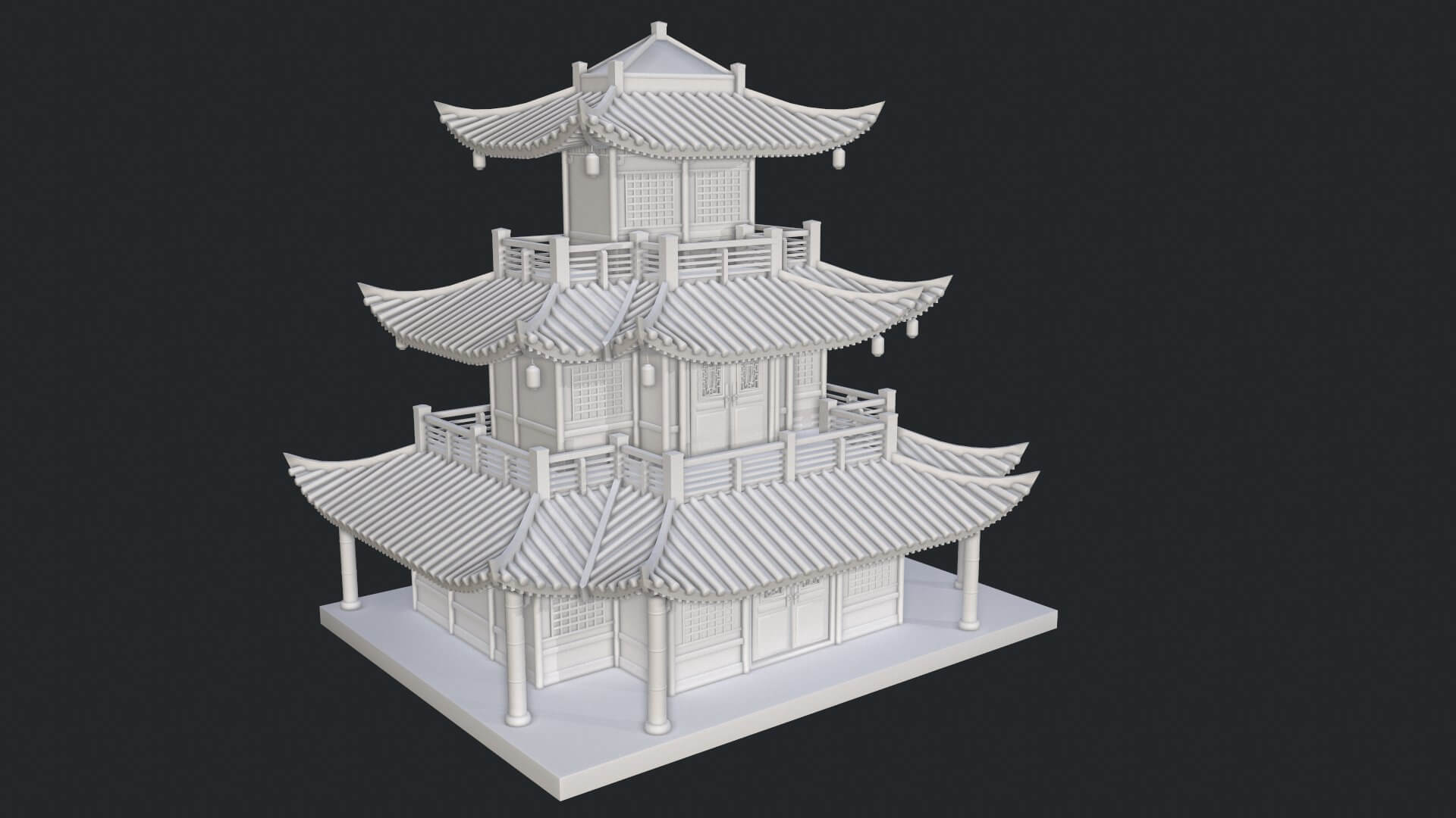 Asian Japanese and Chinese Building - 3D Model by sherazahmad