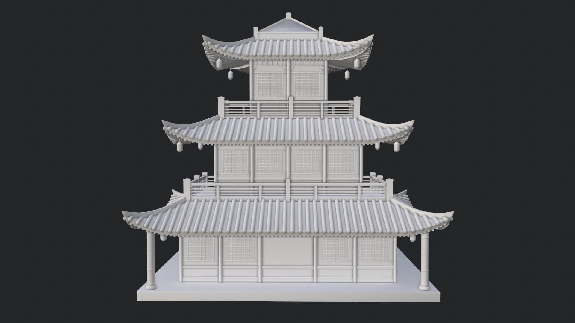 Asian Japanese and Chinese Building - 3D Model by sherazahmad