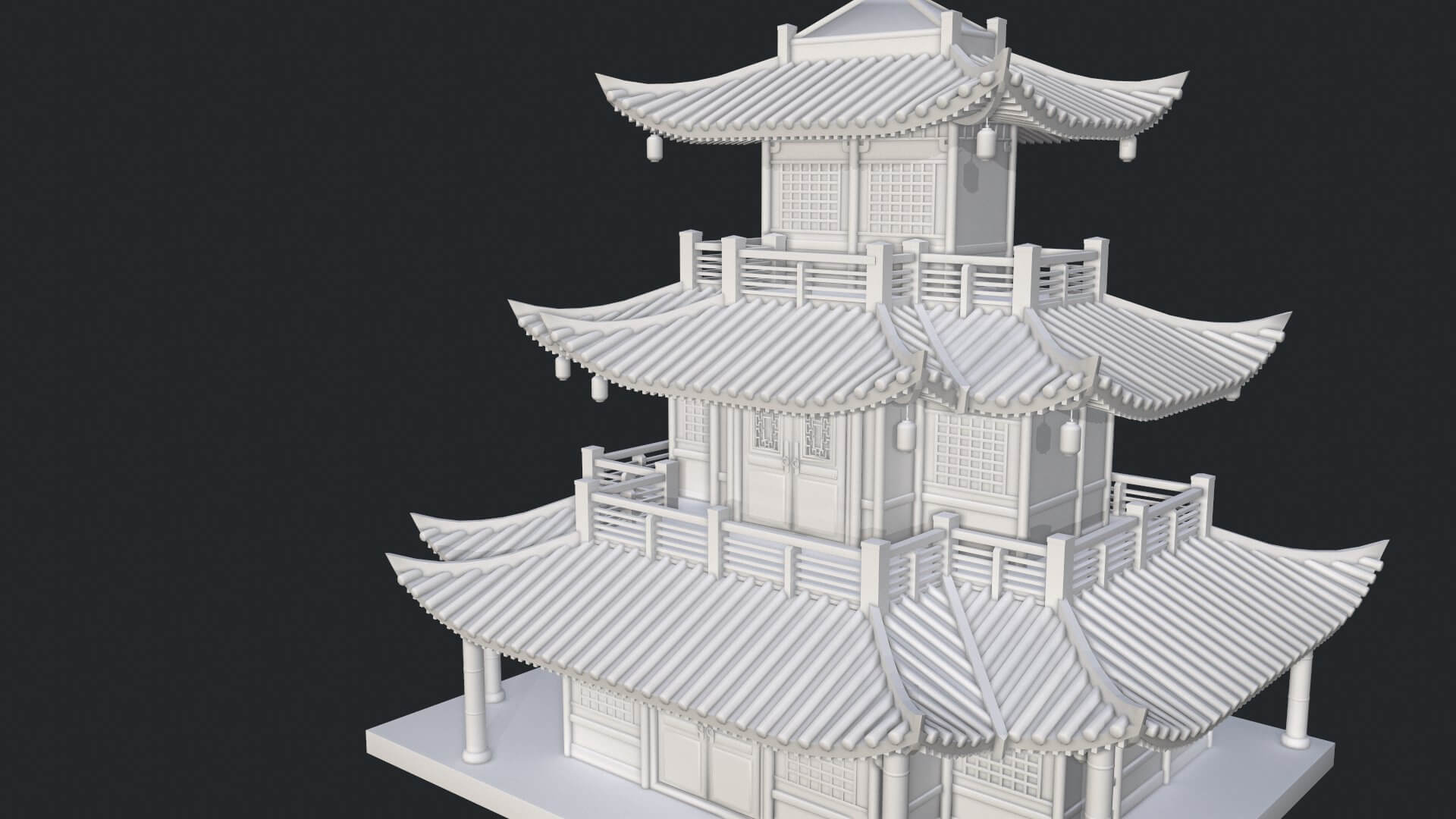 Asian Japanese and Chinese Building - 3D Model by sherazahmad