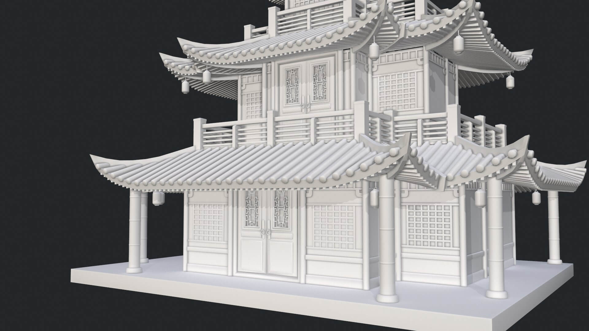 Asian Japanese and Chinese Building - 3D Model by sherazahmad