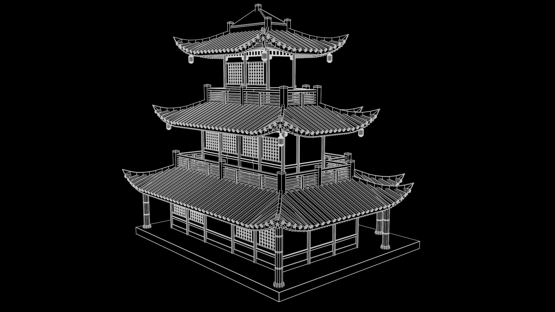 Asian Japanese and Chinese Building - 3D Model by sherazahmad