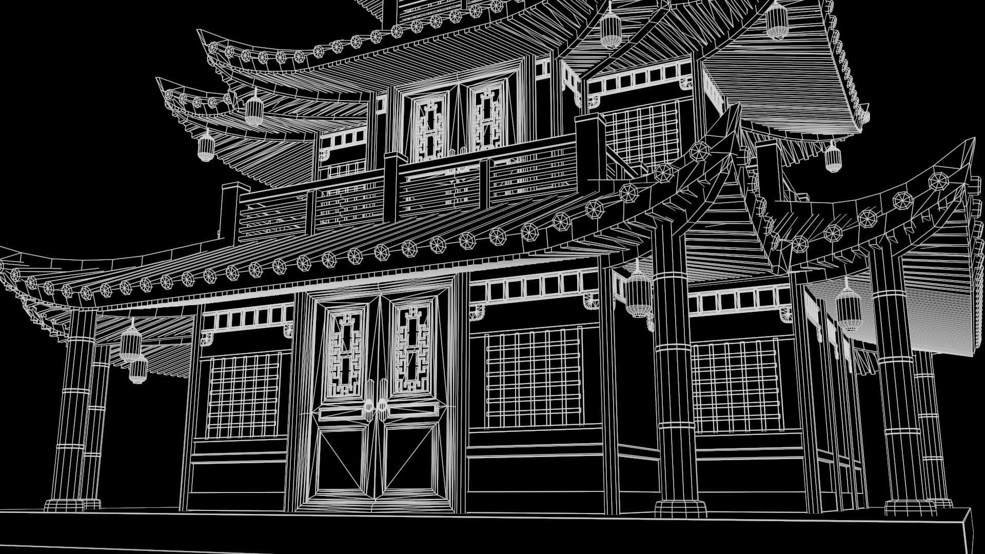 Asian Japanese and Chinese Building - 3D Model by sherazahmad