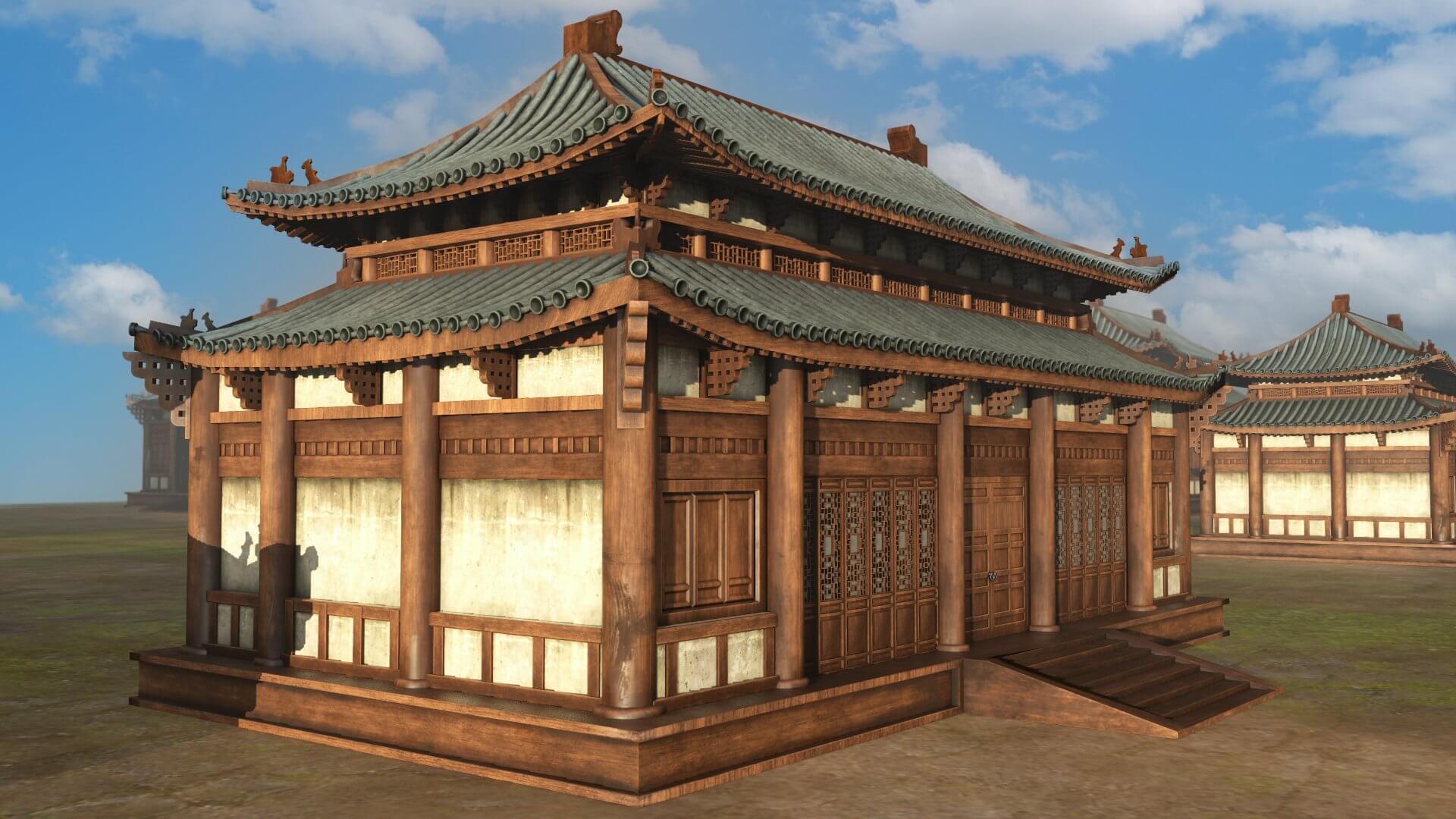 Traditional Asian Building - 3D Model by sherazahmad
