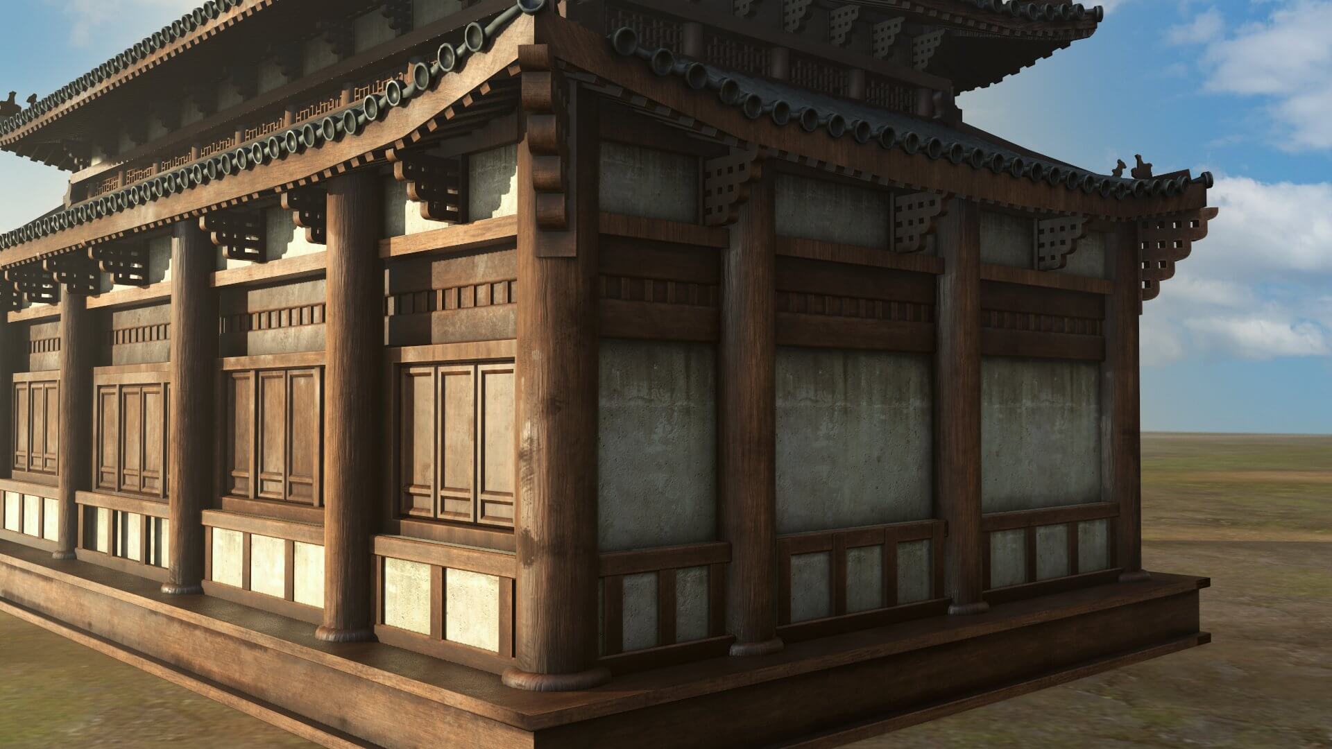 Traditional Asian Building - 3D Model by sherazahmad