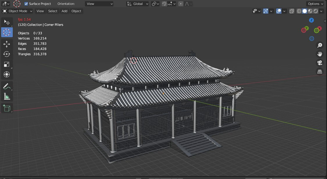 Traditional Asian Building - 3D Model by sherazahmad