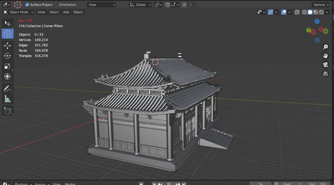 Traditional Asian Building - 3D Model by sherazahmad