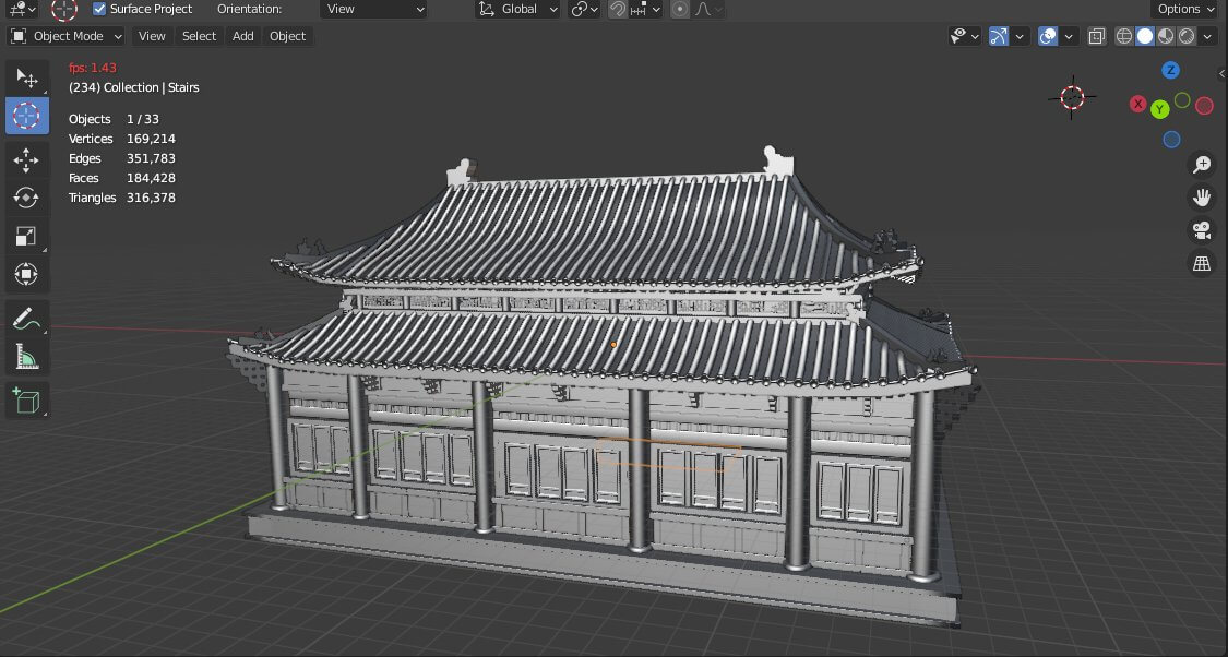 Traditional Asian Building - 3D Model by sherazahmad