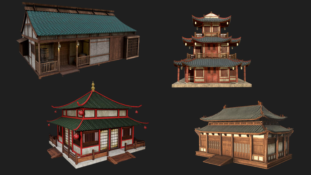 Asian Japanese Traditional Building Collection - 3D Model by sherazahmad