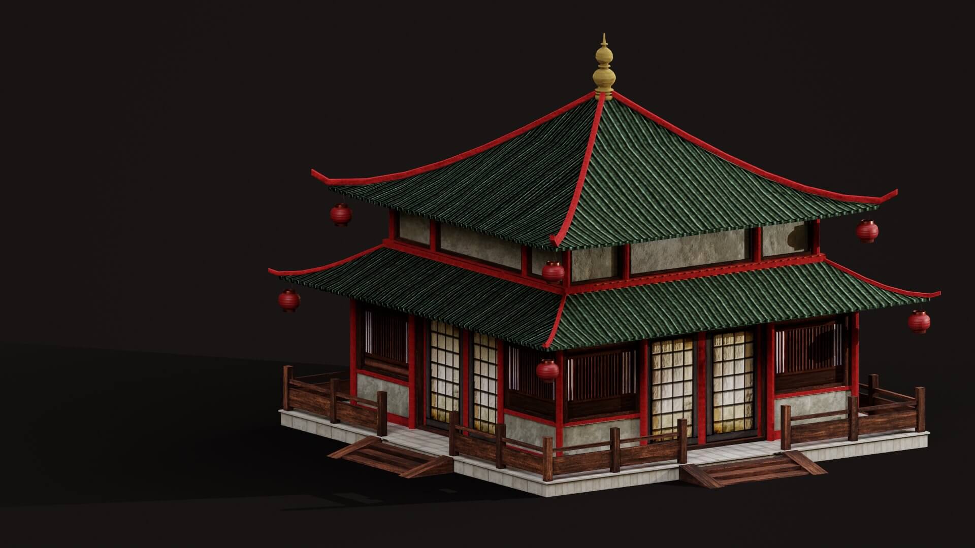 Asian Japanese Building - 3D Model by sherazahmad