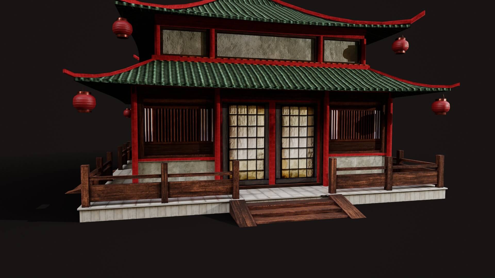 Asian Japanese Building - 3D Model by sherazahmad