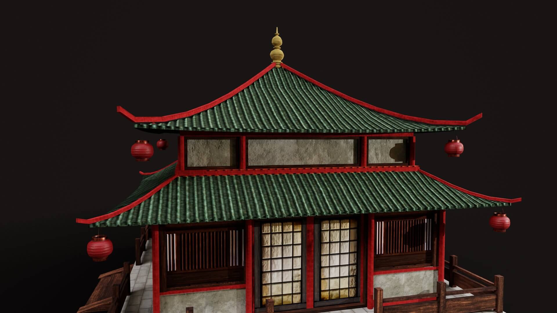 Asian Japanese Building - 3D Model by sherazahmad