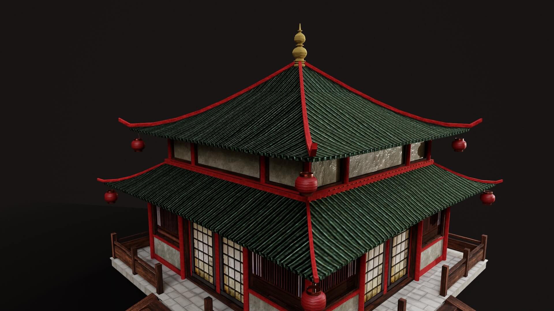 Asian Japanese Building - 3D Model by sherazahmad