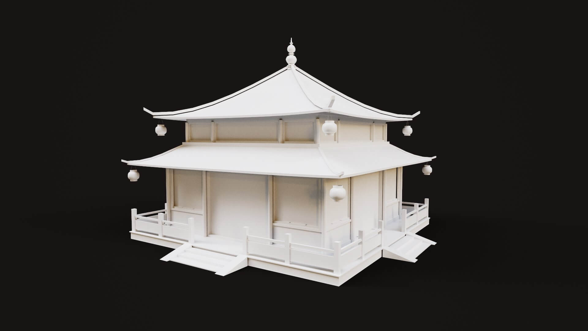 Asian Japanese Building - 3D Model by sherazahmad