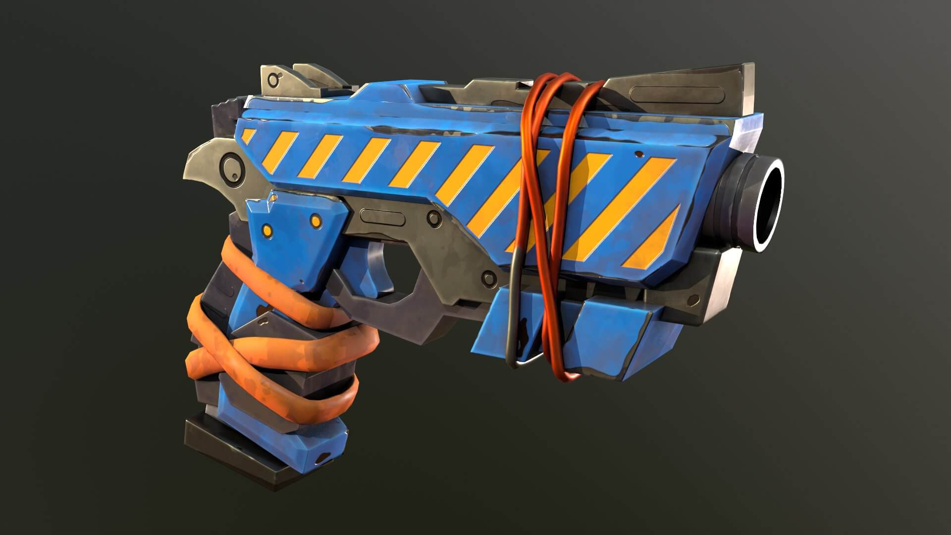 Stylized Hand Painted Pistol - 3D Model by sherazahmad