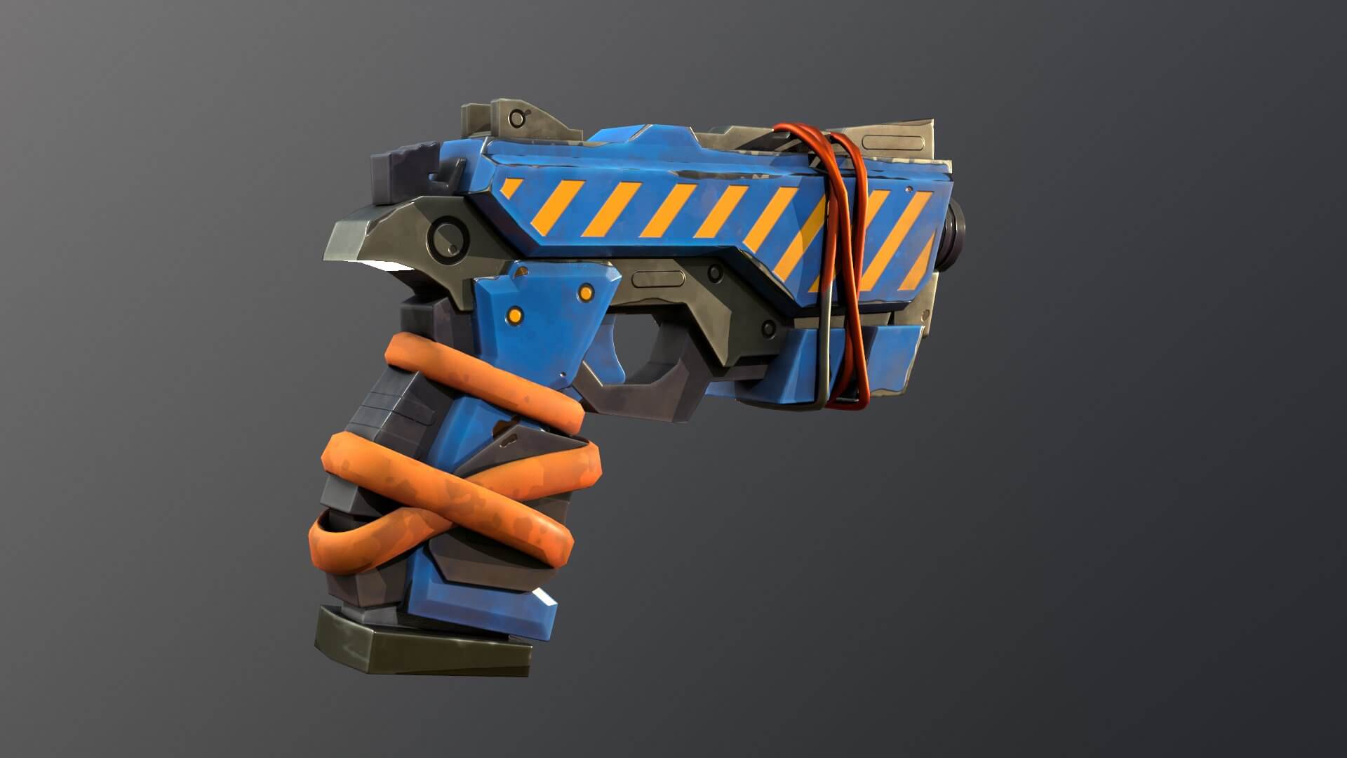 Stylized Hand Painted Pistol - 3D Model by sherazahmad