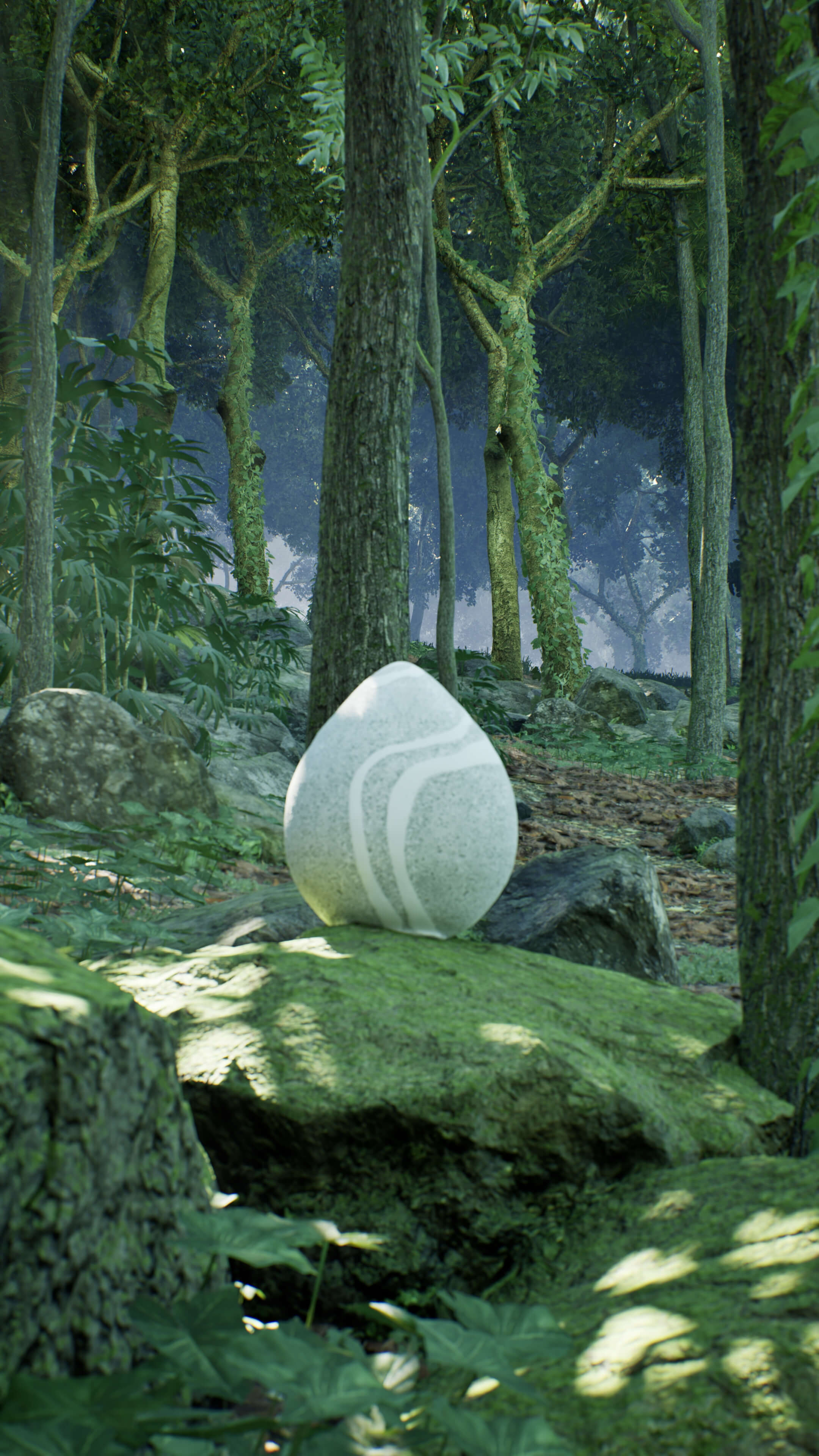 special moonjar in forest 3D Render, Digital Art by shinsoo