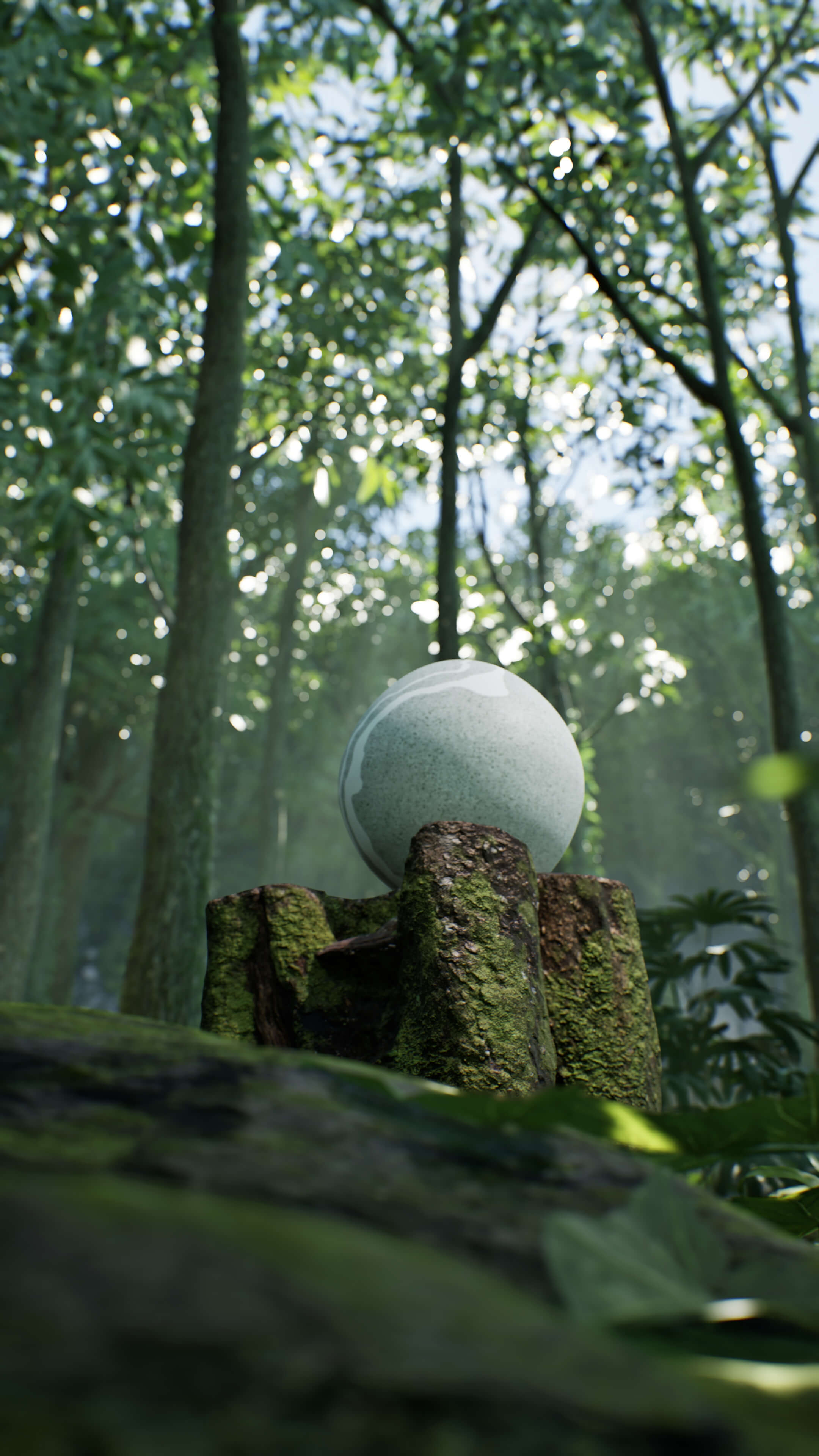special moonjar in forest 3D Render, Digital Art by shinsoo