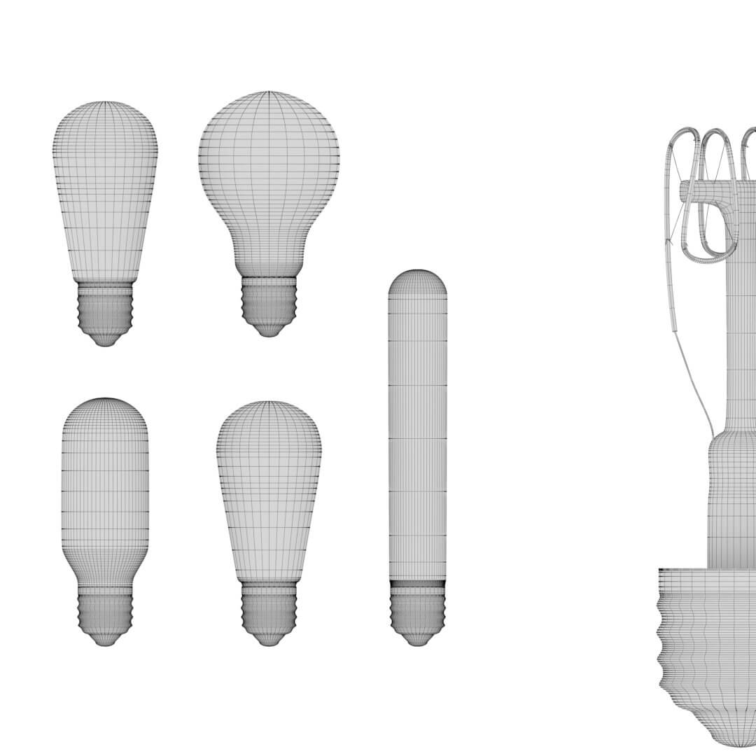 5 Edison Bulb Lights - 3D Model by shirbeigi