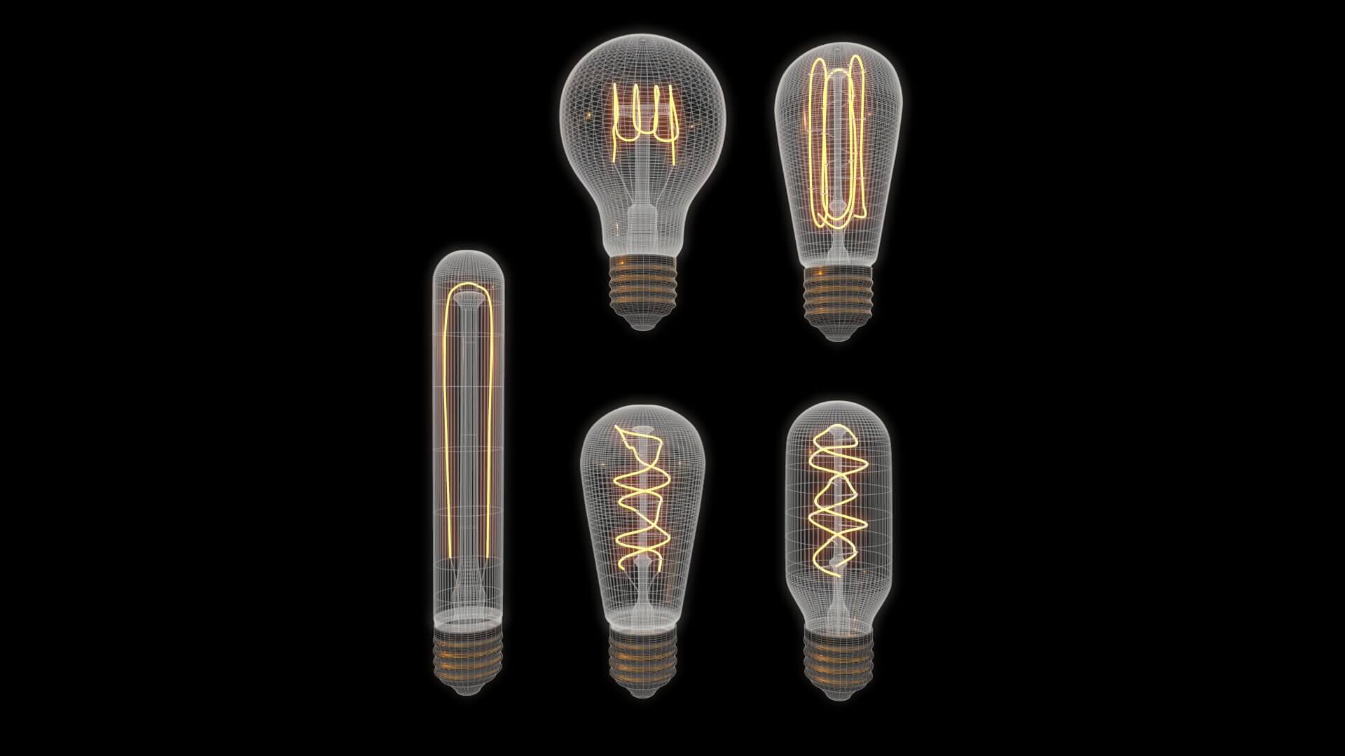 5 Edison Bulb Lights - 3D Model by shirbeigi