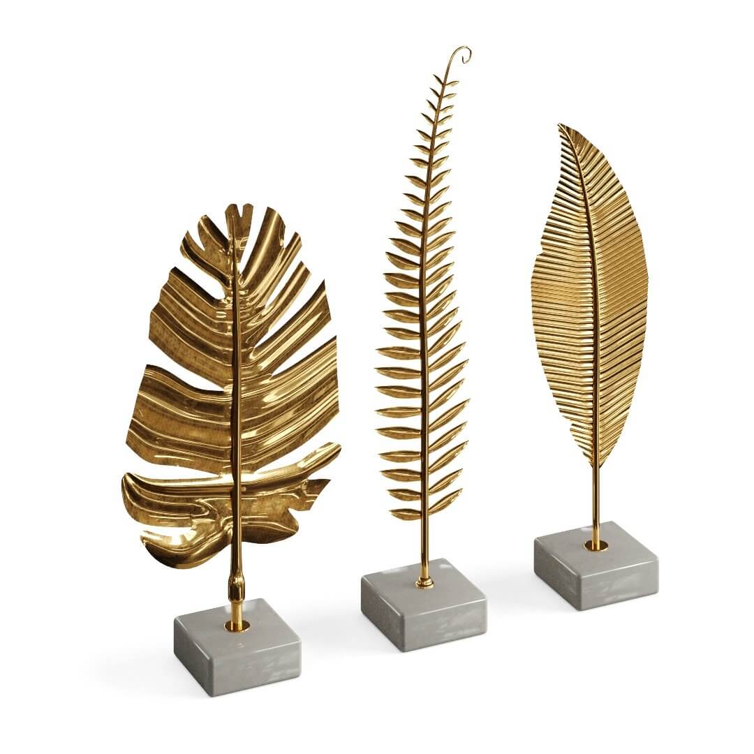 Golden Leaves Decoration Set - 3D Model by shirbeigi