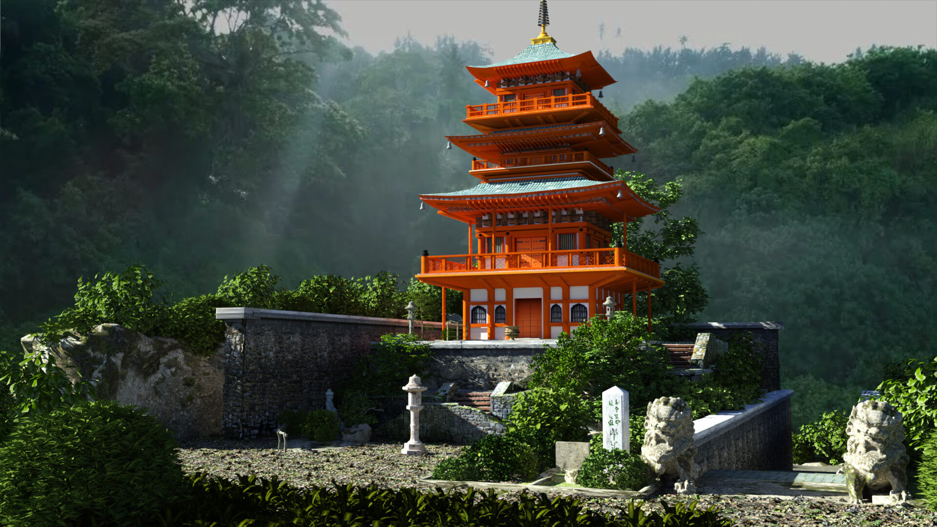 Ancient Pagoda - 3D Model by Shredder