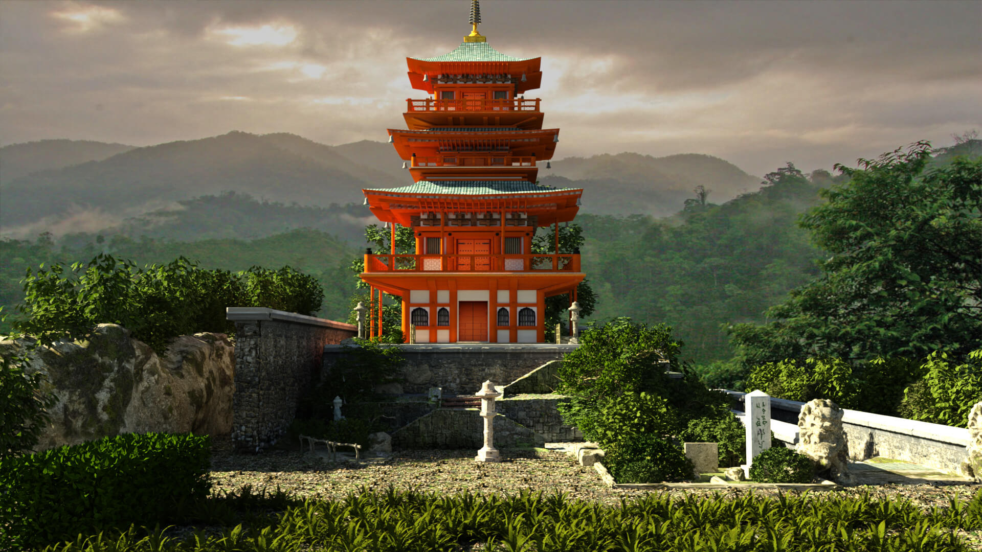 Ancient Pagoda - 3D Model by Shredder