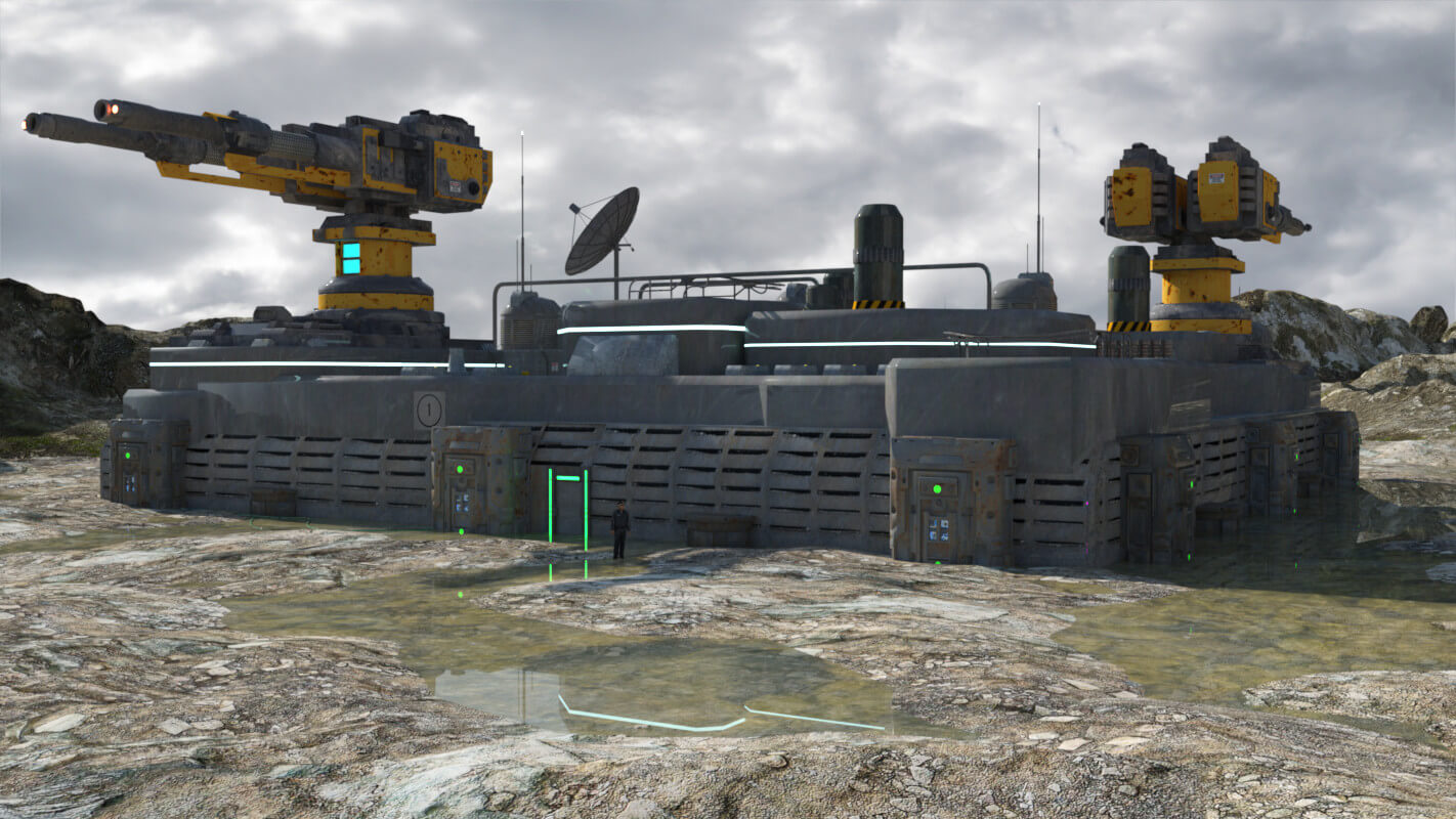 Gun Turret Outpost - 3D Model by Shredder