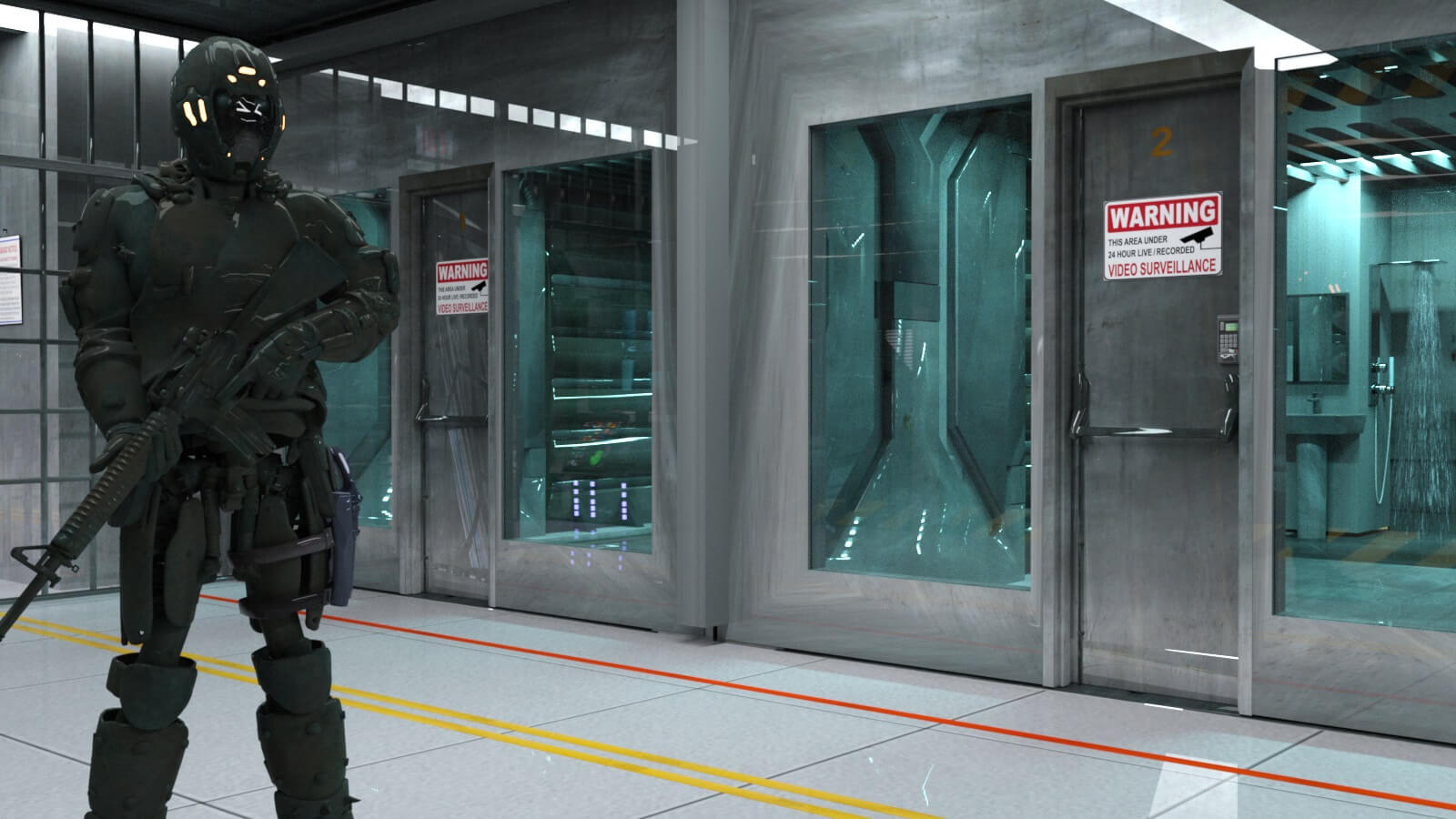 Sci-Fi Prison Plus 8 Posed Guards Daz Content by Shredder