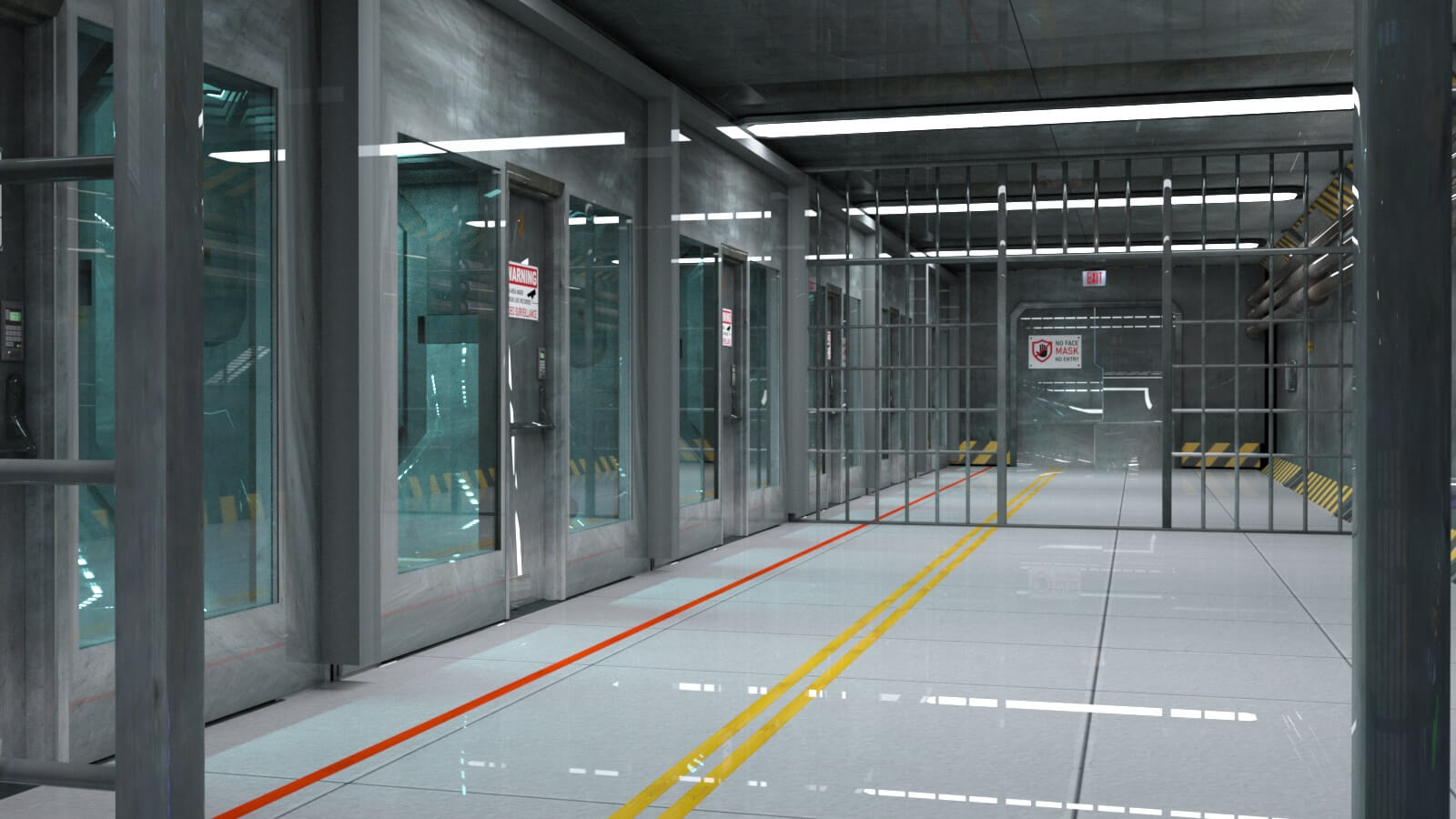 Sci-Fi Prison Plus 8 Posed Guards Daz Content by Shredder