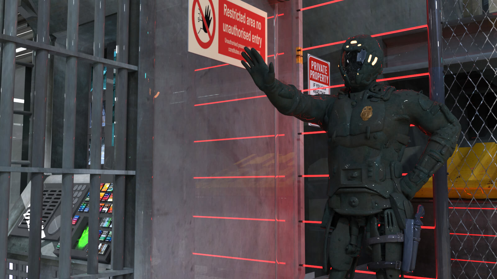 Sci-Fi Prison Plus 8 Posed Guards Daz Content by Shredder