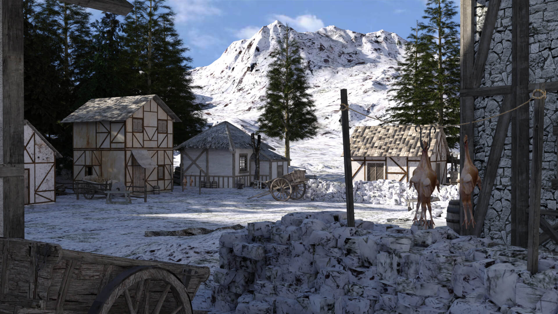 Winter Hamlet Environment - Daz Content by Shredder