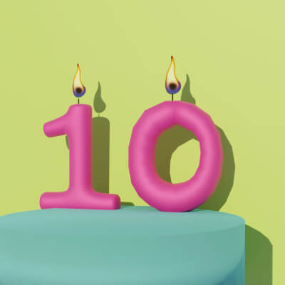 3D Candle Number 10 by Shruti S
