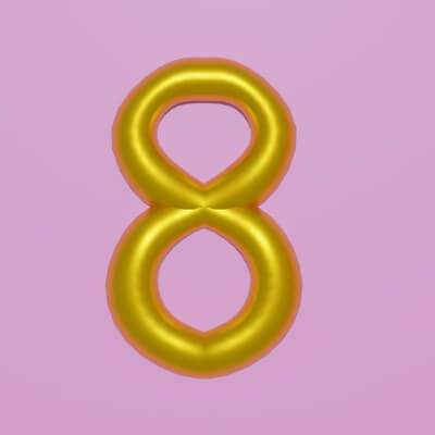 3D Golden Balloon Number 8 Shiny Party Decoration by Shruti S