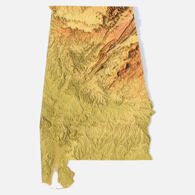 Alabama Topographic Map Stl Model by Shustrik