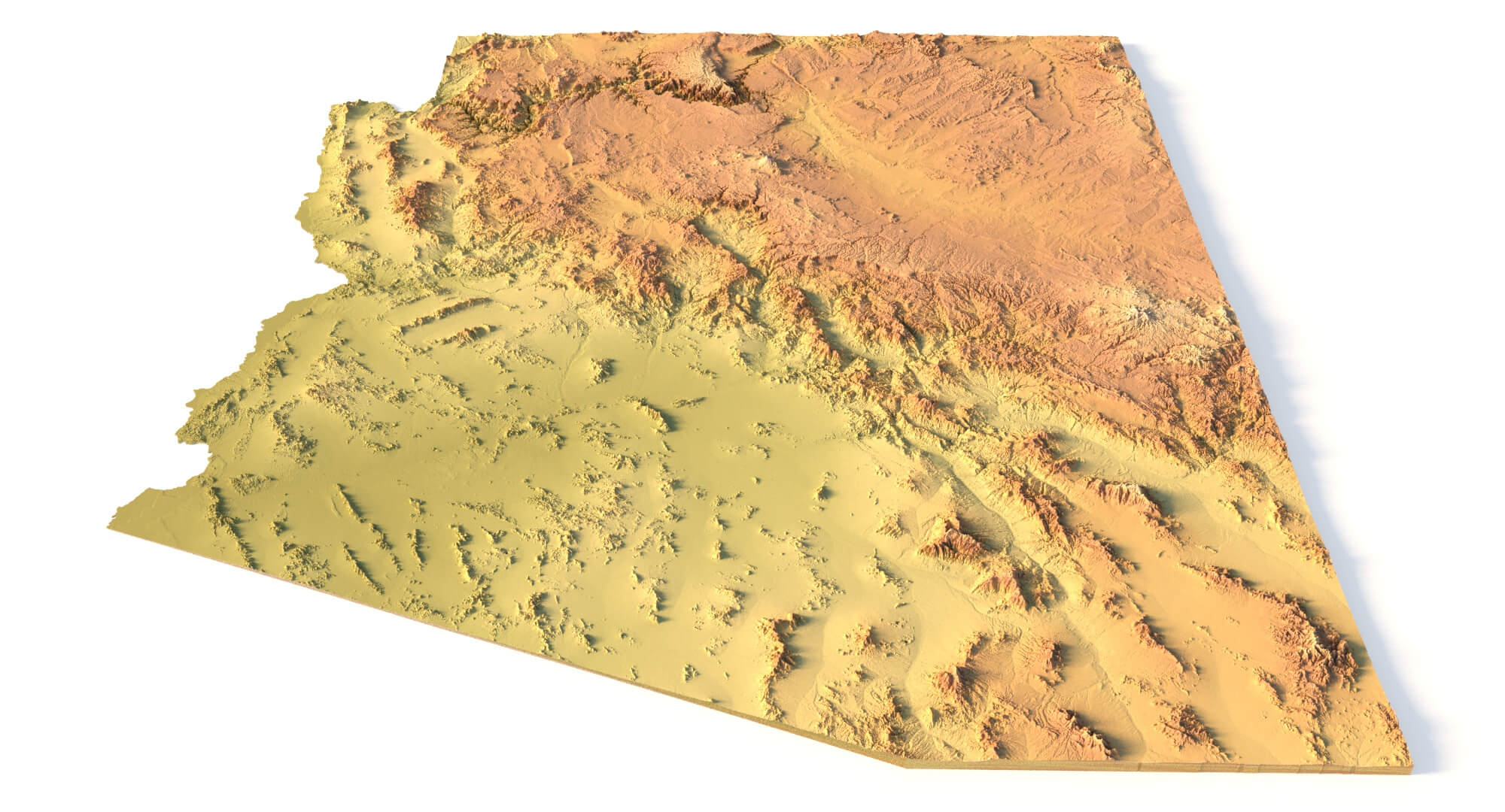 Arizona Map Topographic Stl Model by Shustrik