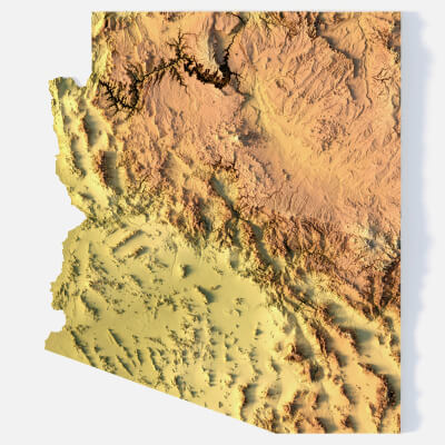 Arizona Map Topographic Stl Model by Shustrik