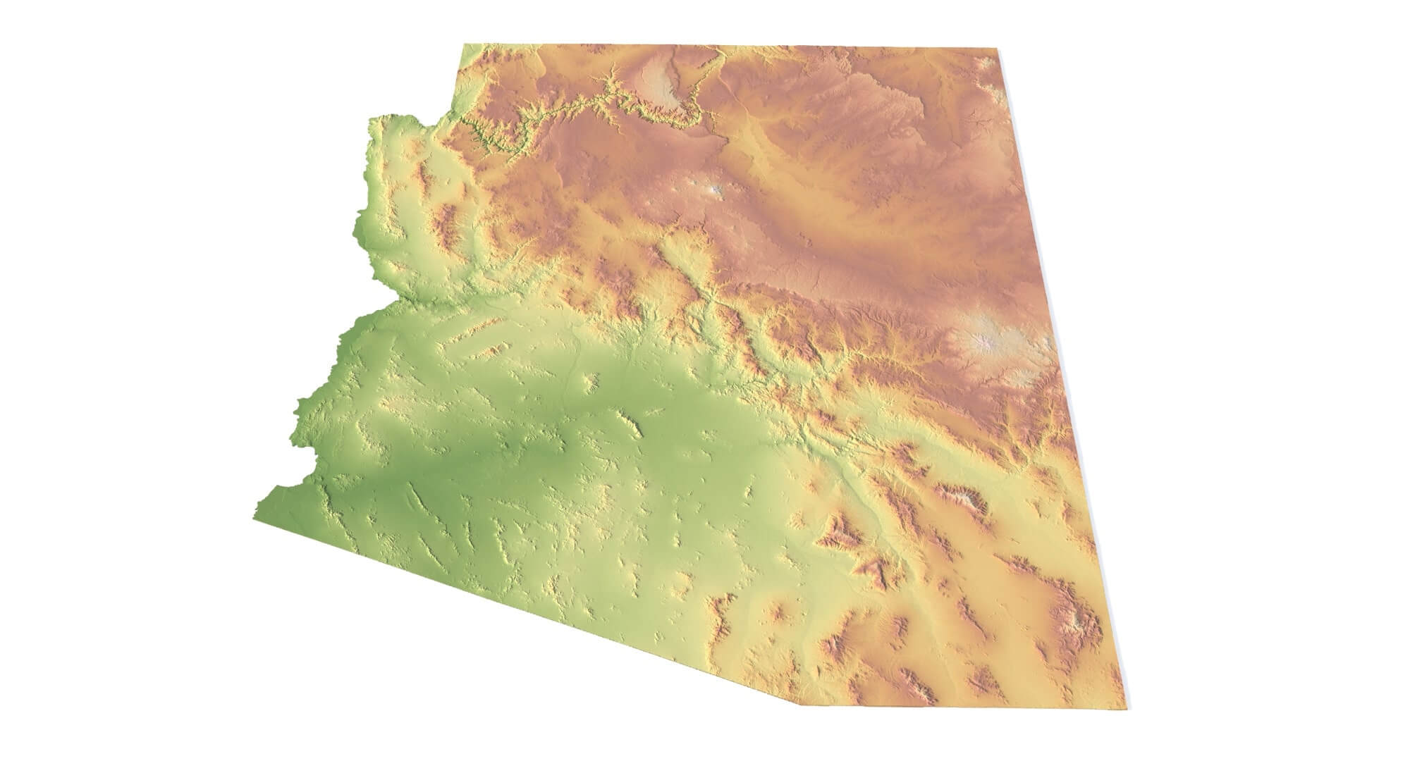 Arizona State Terrain 3D Map by Shustrik