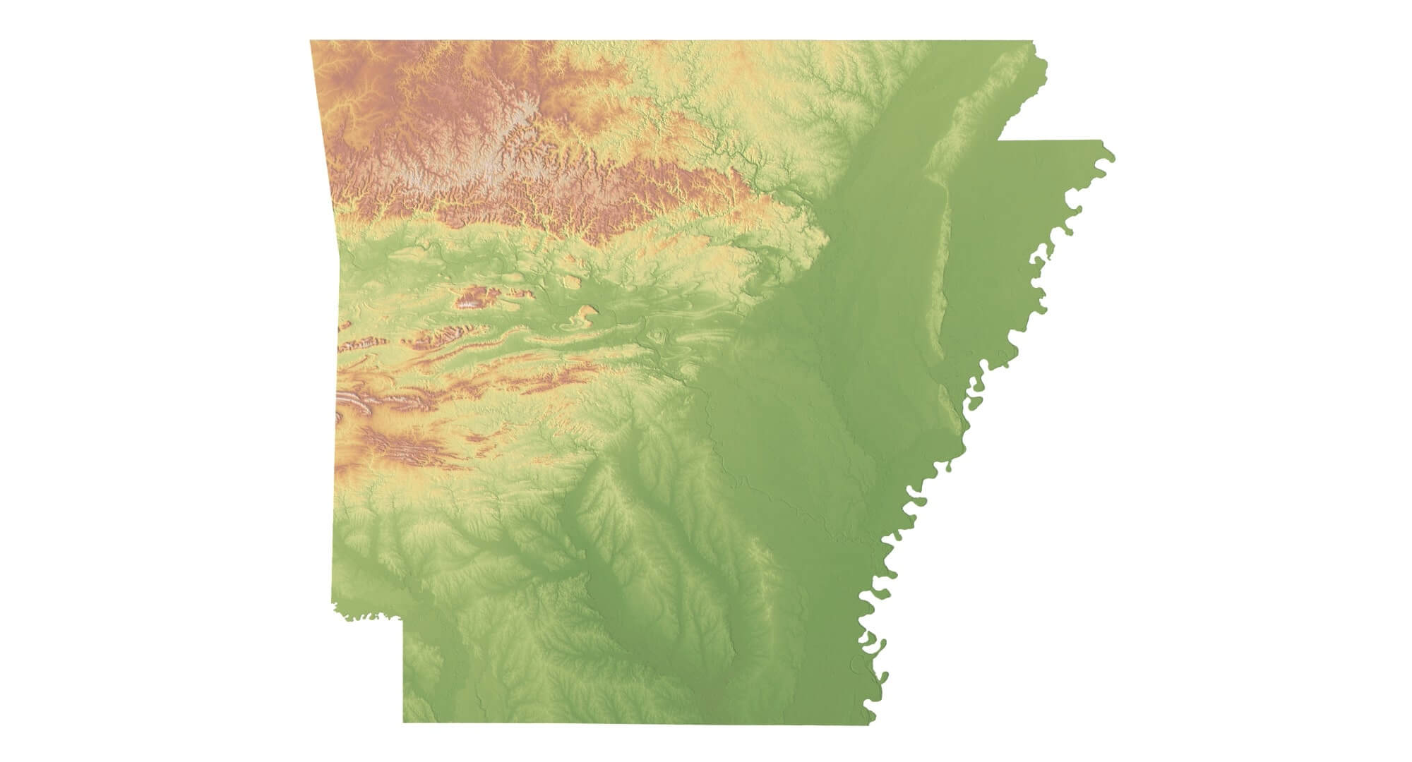 Arkansas State Terrain 3D Map by Shustrik