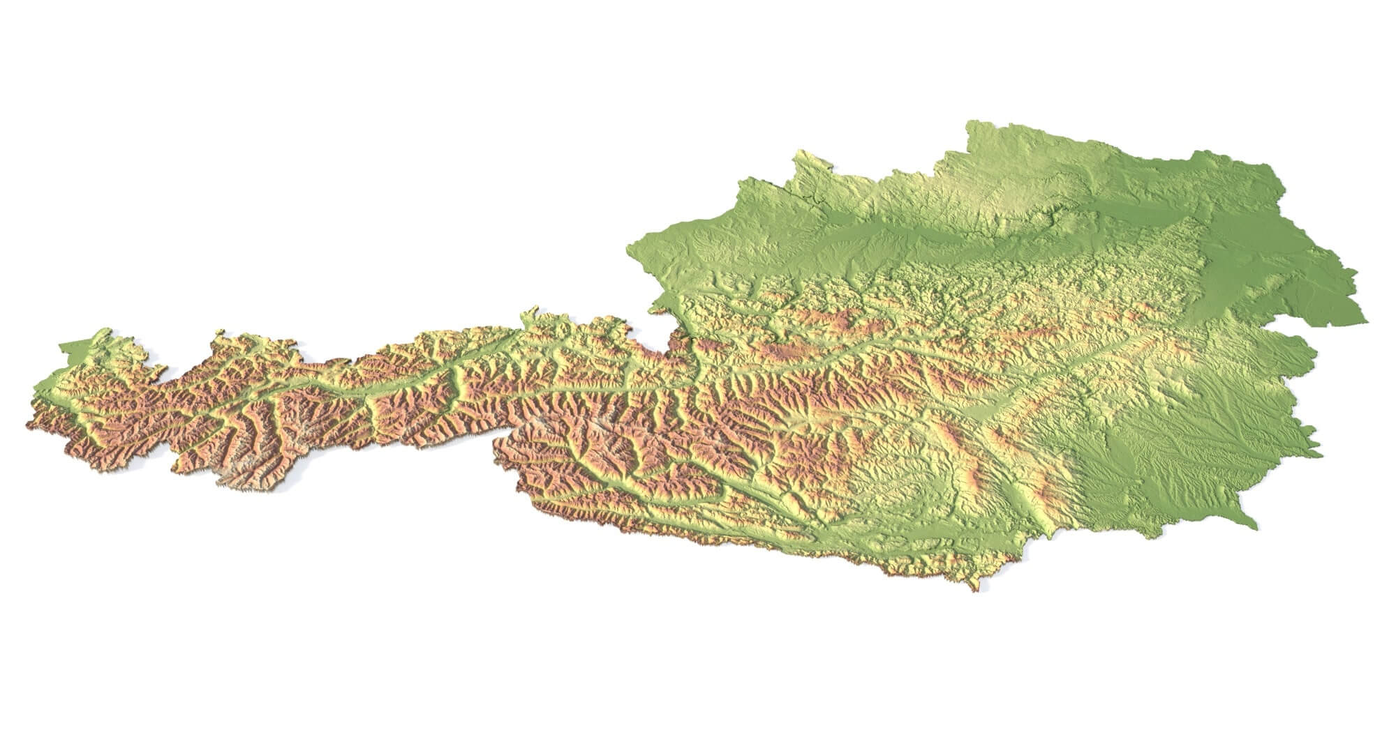 Austria Terrain 3D Map by Shustrik