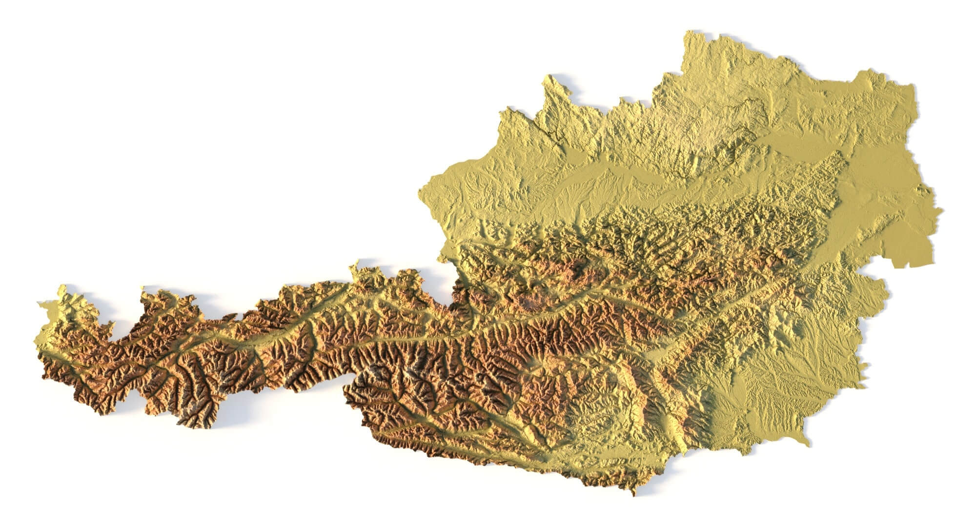 Austria Terrain for CNC, Printing and Design - 3D Print Model by Shustrik