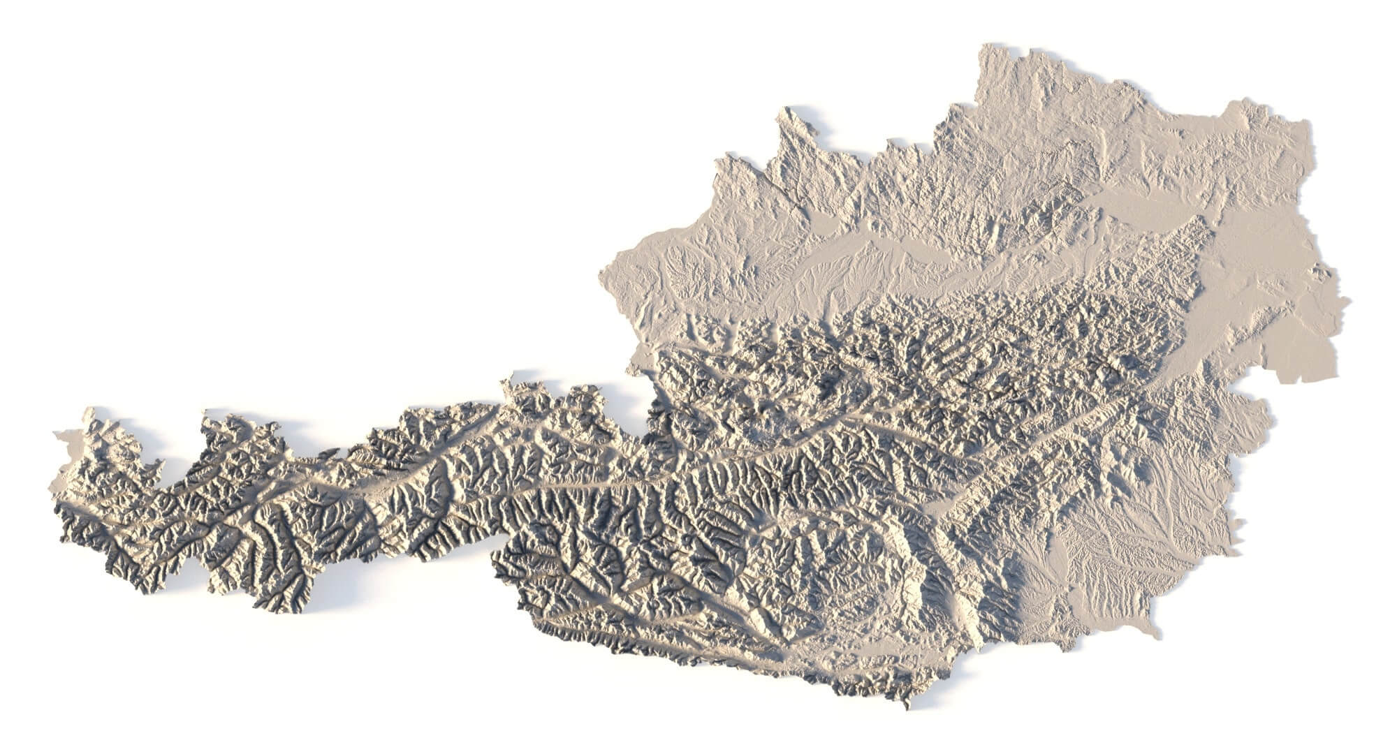 Austria Terrain for CNC, Printing and Design - 3D Print Model by Shustrik